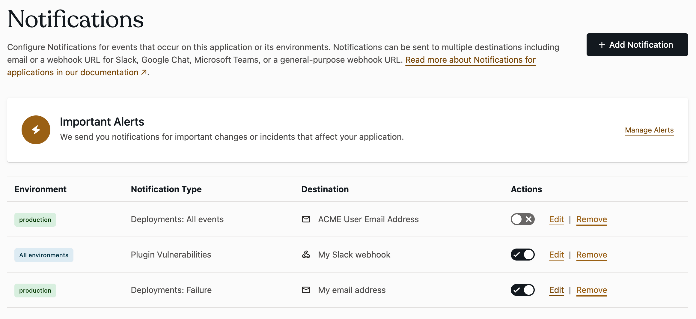 Notifications for an application · WordPress VIP Documentation